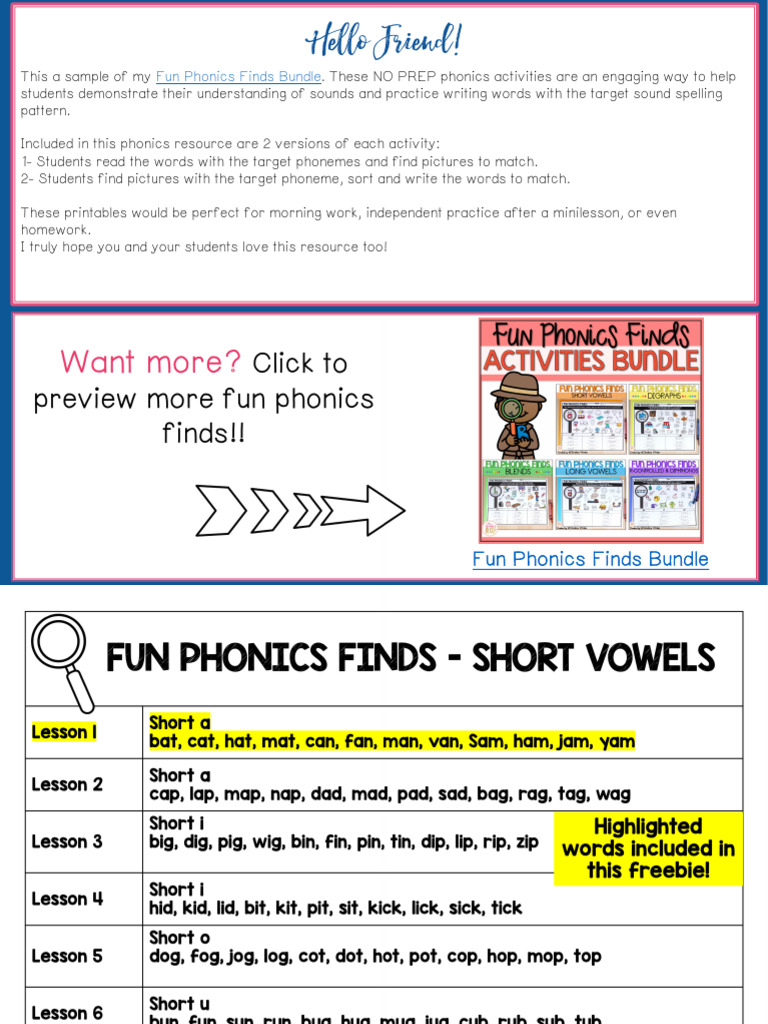Fun Phonics Finds Freebie | PDF | Language Arts & Discipline | Self ...
