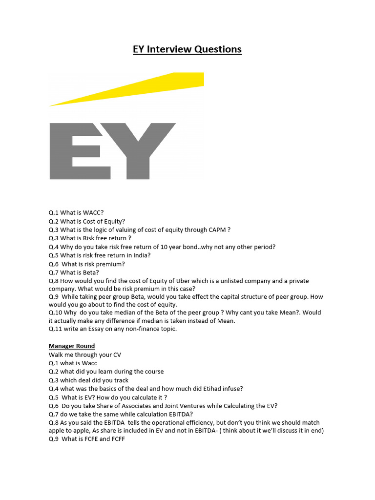 EY Interview Questions | PDF