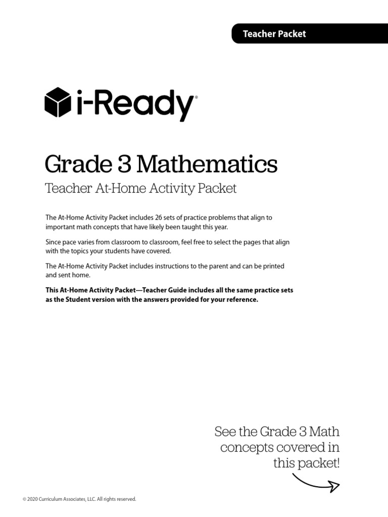 Iready at Home Activity Packets Teacher Math Grade 3 2020 | PDF ...