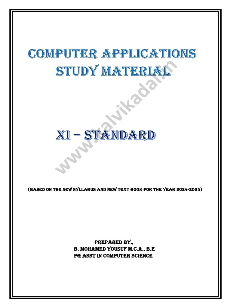 11th Computer Applications Study Materials EM 2024 | PDF | Operating ...
