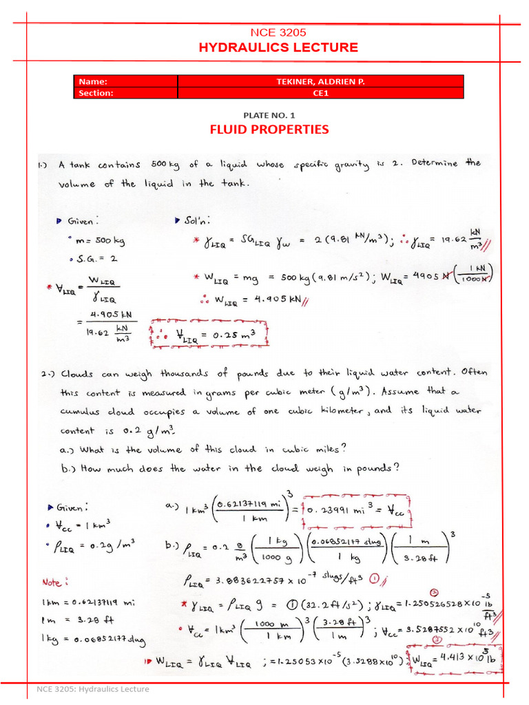 Hydraulics Lecture: Fluid Properties & Hydrostatics | PDF