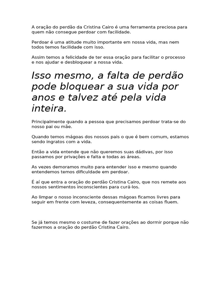 A Oração Do Perdão Da Cristina Cairo É Uma Ferramenta Preciosa para ...