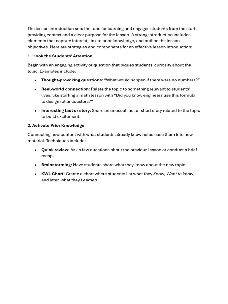 Lesson Introduction Part 1 | PDF