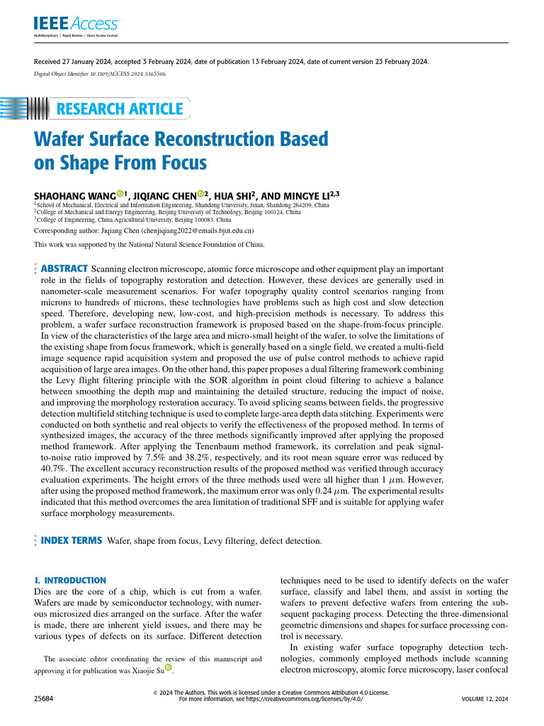 Wafer Surface Reconstruction via SFF | PDF | Microscope | Atomic Force ...