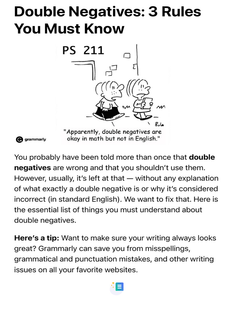 Double Negatives in English 3 Rules You Must Know | PDF | Verb ...