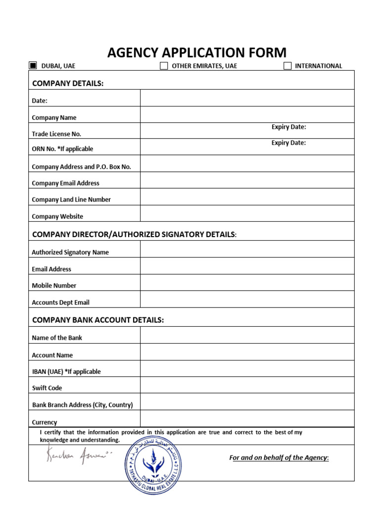 Agency Application Form - Binghatti | PDF | Law