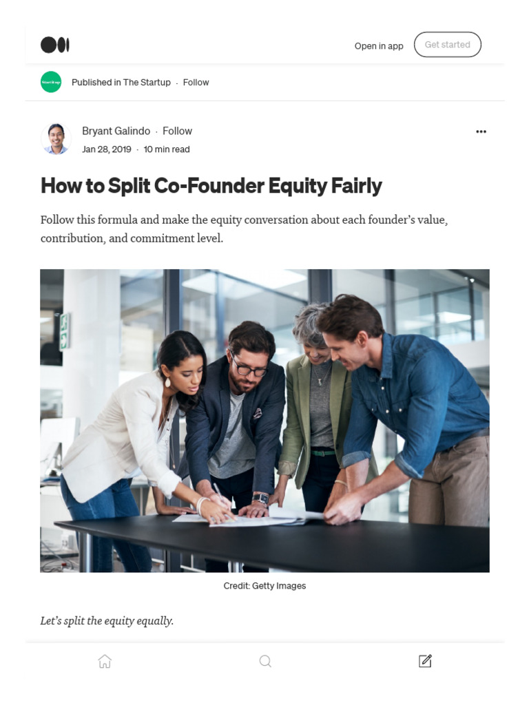 2019 How To Split Co-Founder Equity Fairly - by Bryant Galindo - The ...