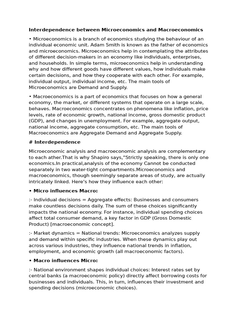 Interdependence Between Macro and Micro Economic | PDF | Macroeconomics ...