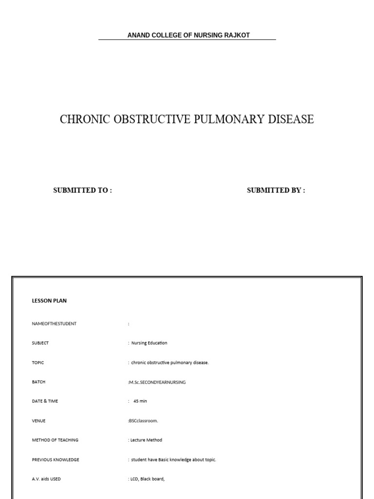 Copd Lesson Plan | PDF | Chronic Obstructive Pulmonary Disease | Bronchitis