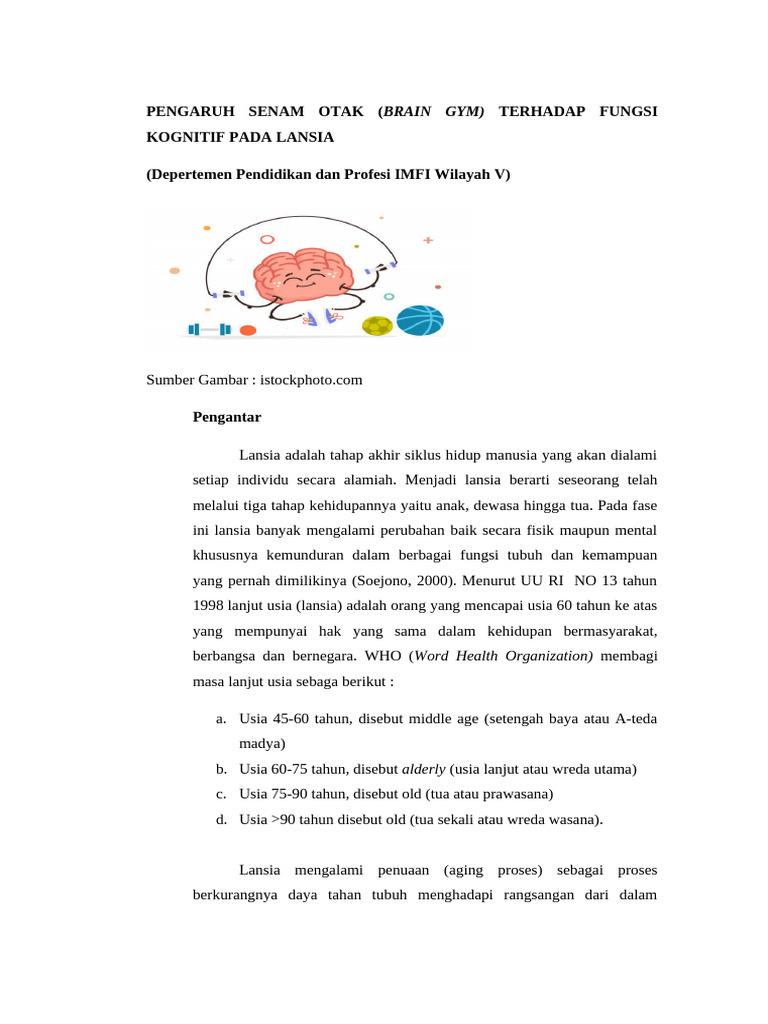 Pengaruh Senam Otak Terhadap Fungsi Kognitif Pada Lansia. Newdocx | PDF | Kesehatan Holistik ...