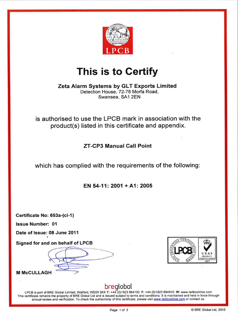 Media Content Pdfs ZT-CP3-LPCB-Certificate | PDF