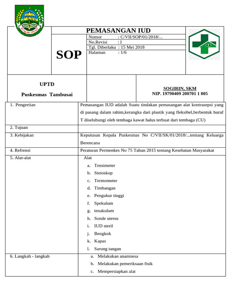 Sop Pemasangan Iud | PDF | Sains & Matematika