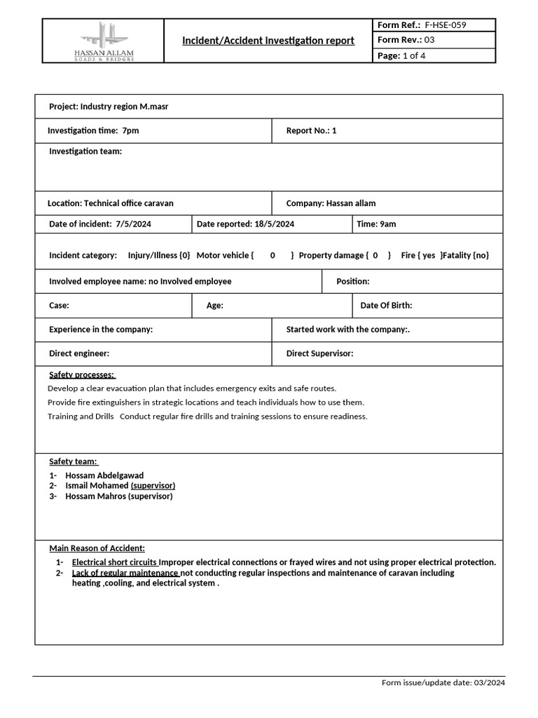 1-Incident-Accident Investigation Report 5-5-2024 | PDF | Safety