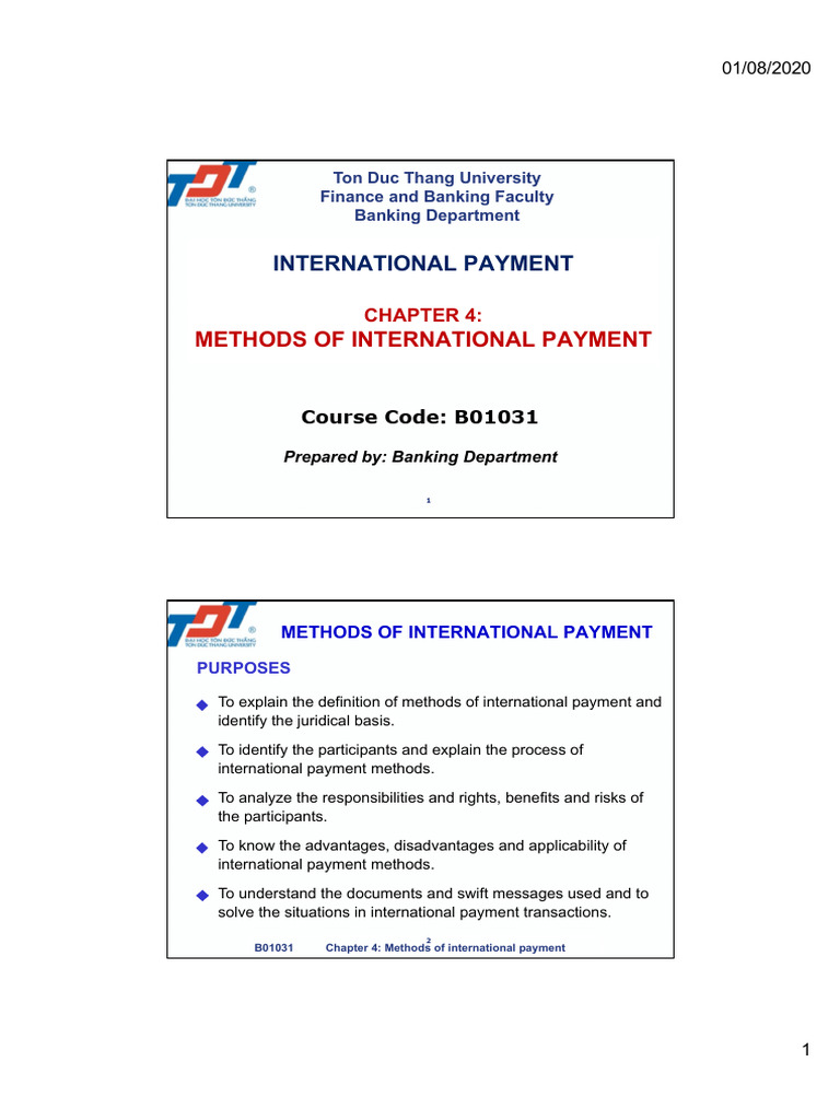 International Payment Methods Overview | PDF | Letter Of Credit | Banks