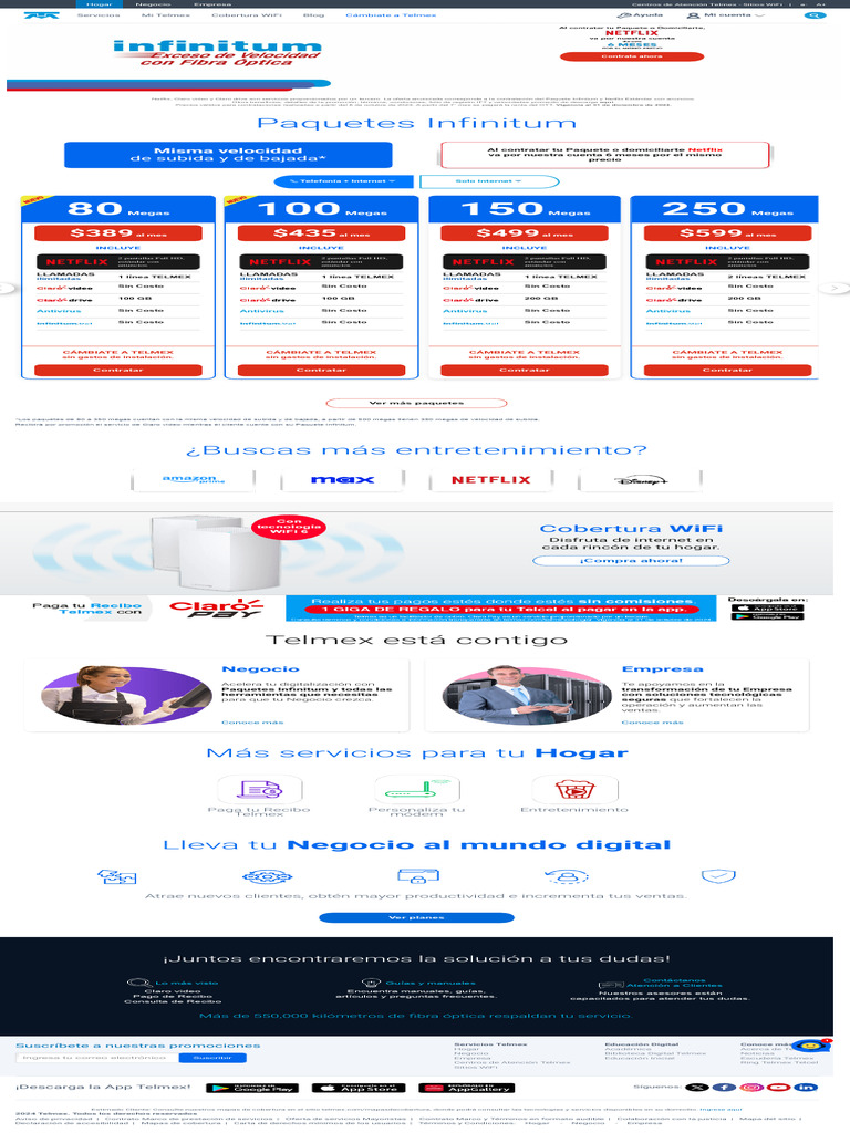 Internet Infinitum y Llamadas Ilimitadas para Tu Casa | PDF | Netflix | Internet