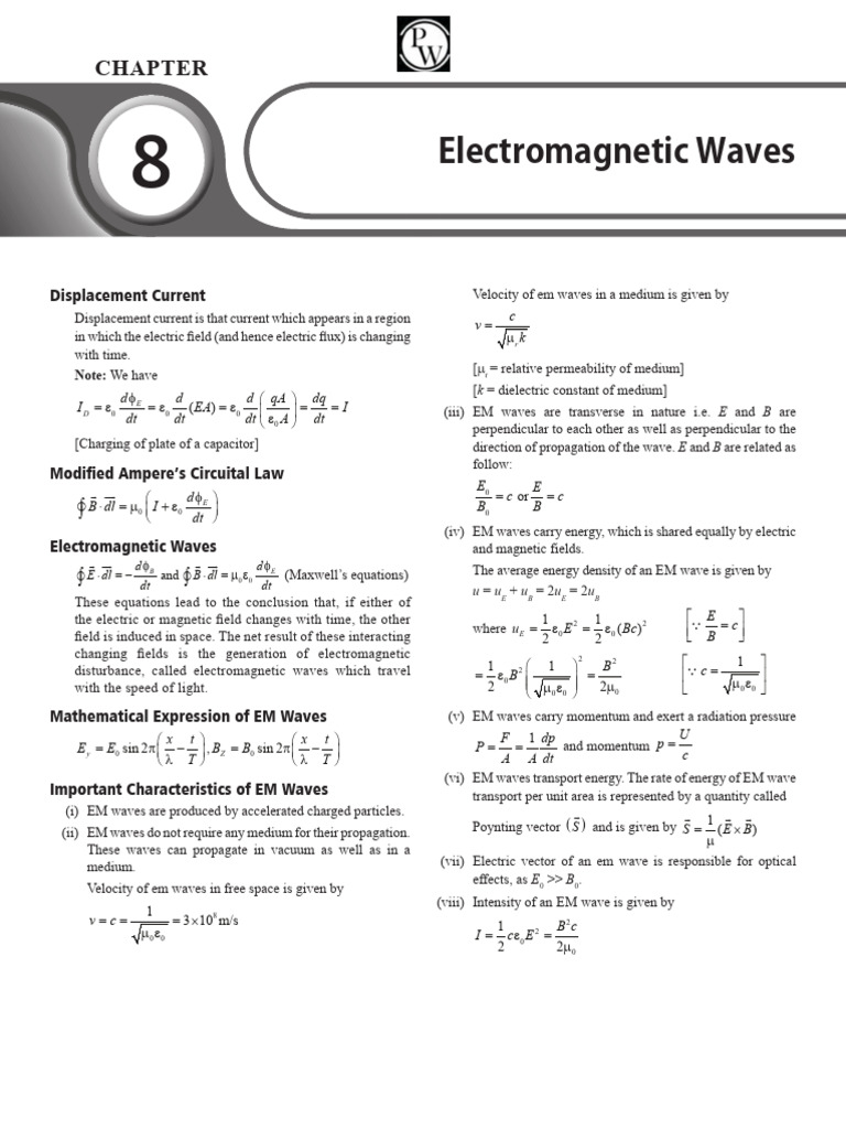 Electromagnetic Waves - Short Notes | PDF | Waves | Electromagnetic ...