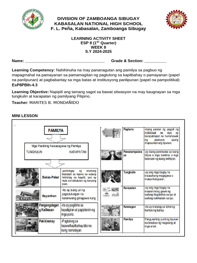 Las Esp 8 WK 8 | PDF