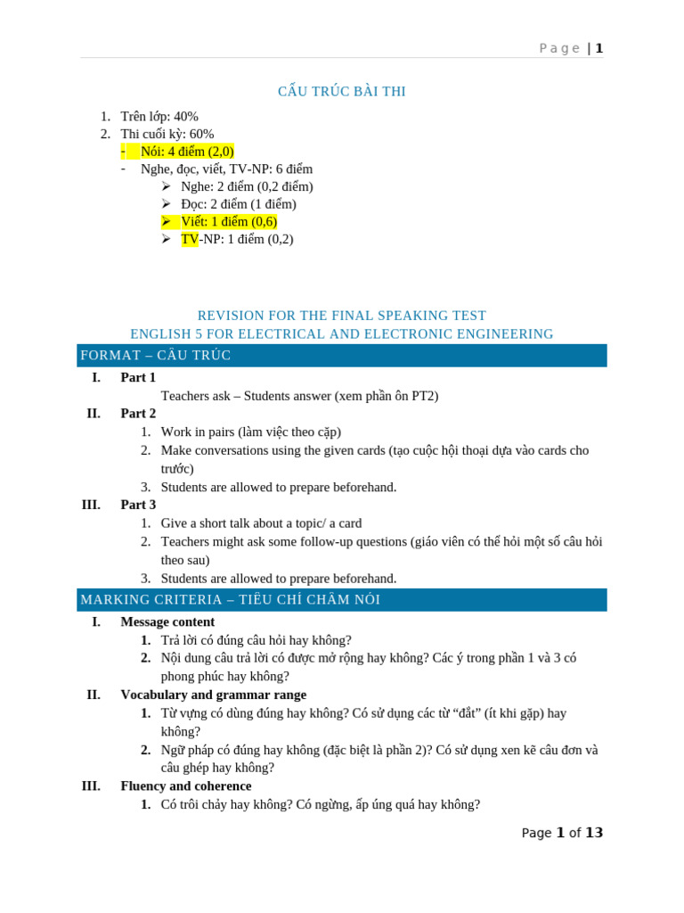 Revision For The Final Test 5 - 2023 | PDF | Wire