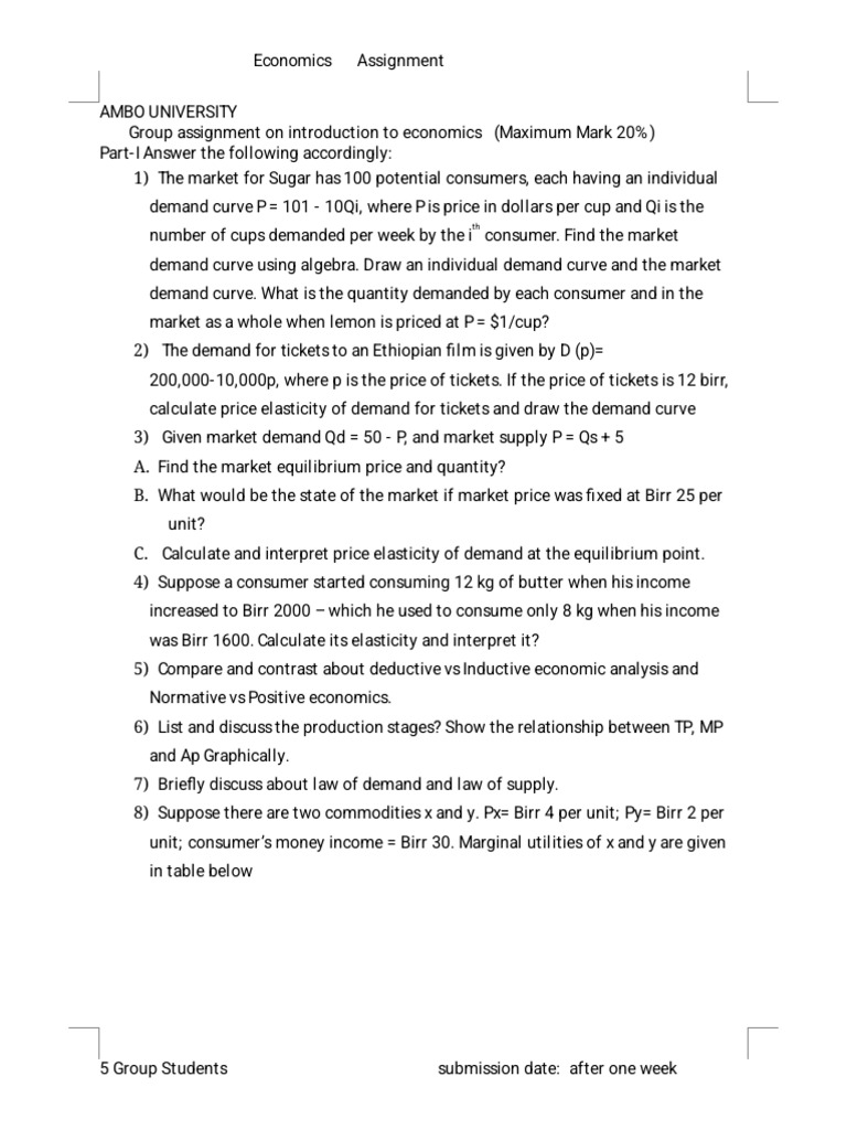 Group Assignment Economics | PDF | Demand | Utility