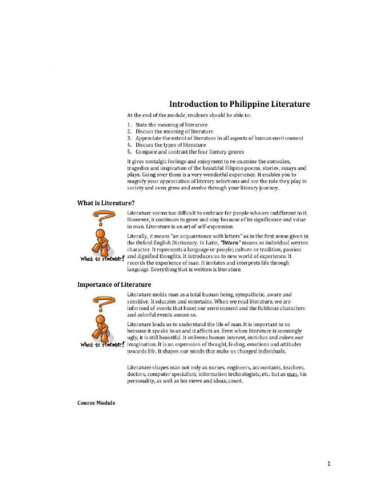 Lesson 1 2 Introduction To Philippine Literature and Short Story ...