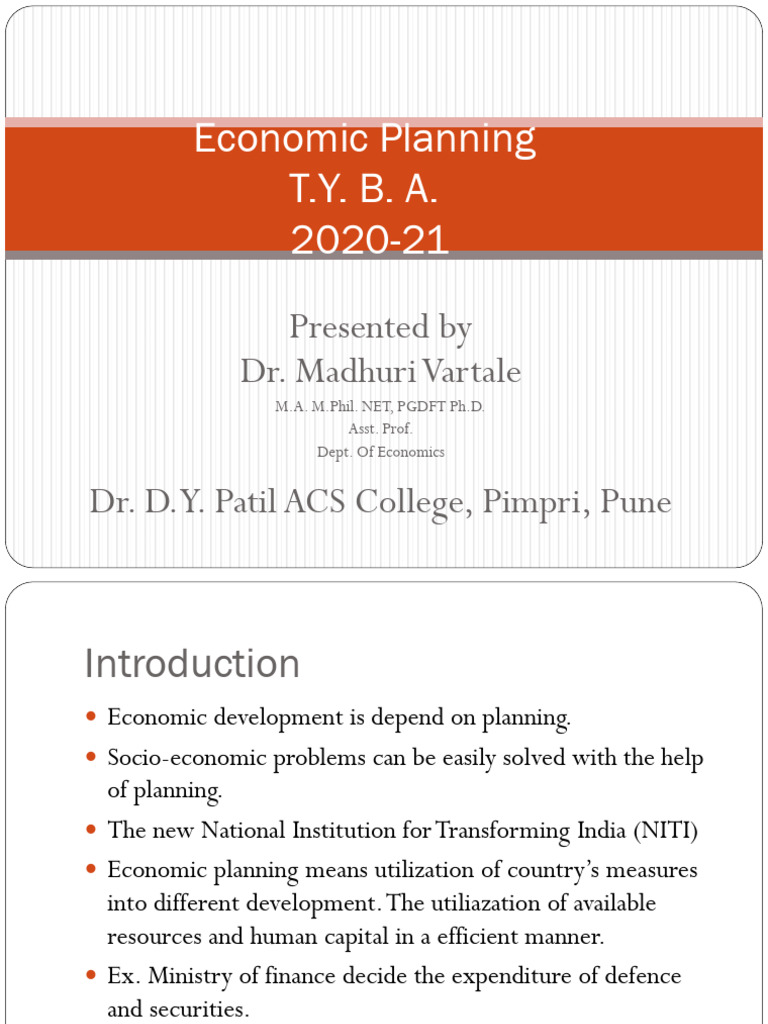 Economic Planning: Goals and Objectives | PDF | Economic Planning ...