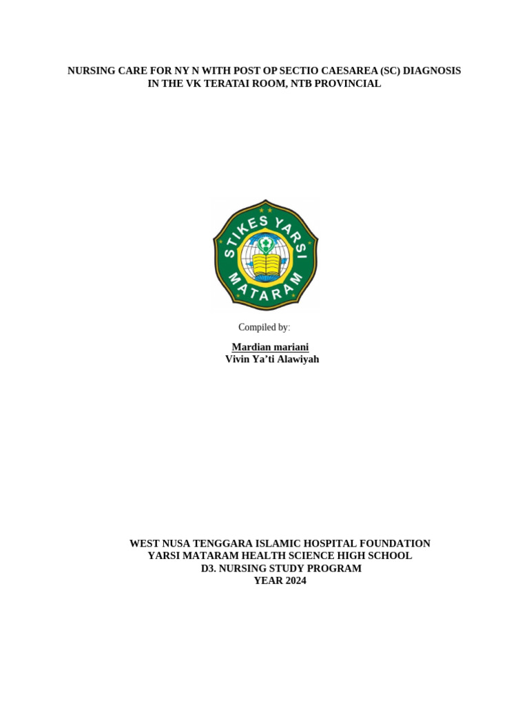 Nursing Care For Ny N With Post Op Sectio Caesarea | PDF