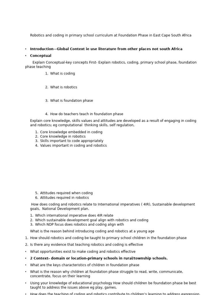 Some Thoughts On Robotics and Coding in Primary Schools | PDF ...