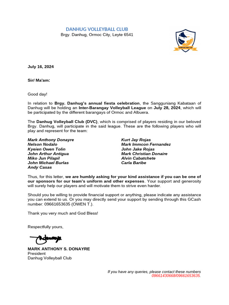 DVC Solicitation Letter Kahayag | PDF