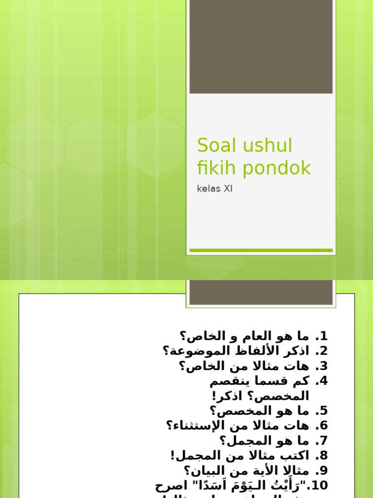 Soal Ushul Fikih Pondok Kelas XI | PDF