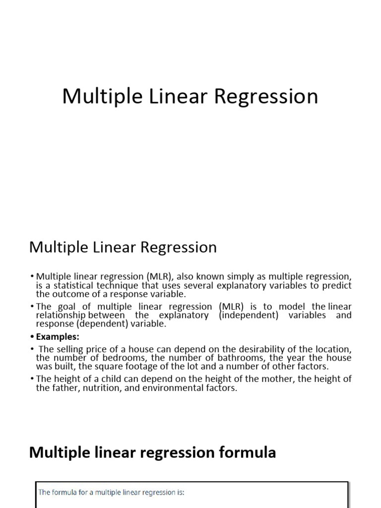 L23 - Multiple Linear Regression | PDF | Teaching Methods & Materials