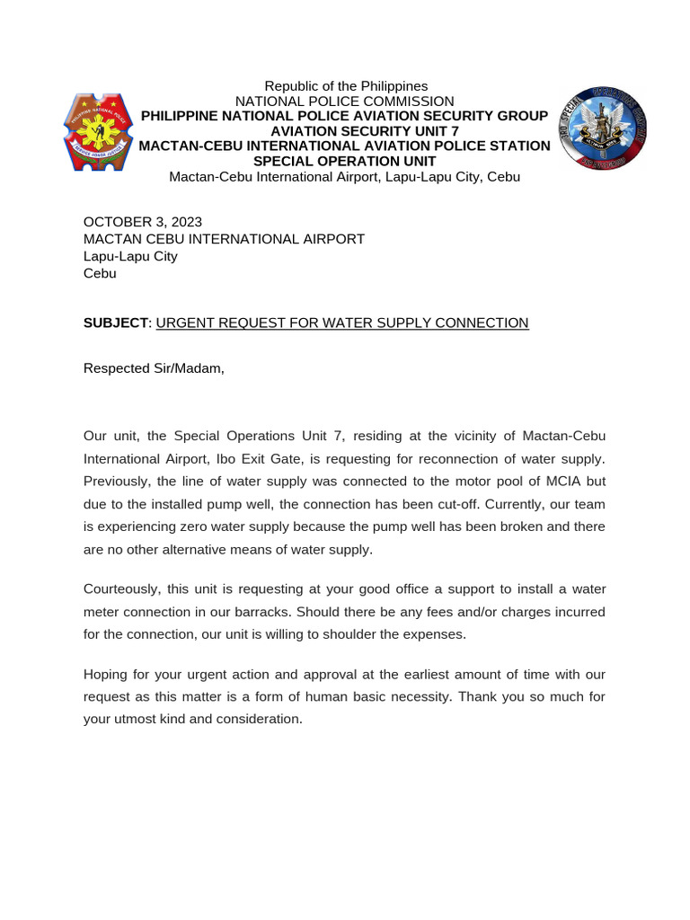 Request For Water Metered Connection | PDF