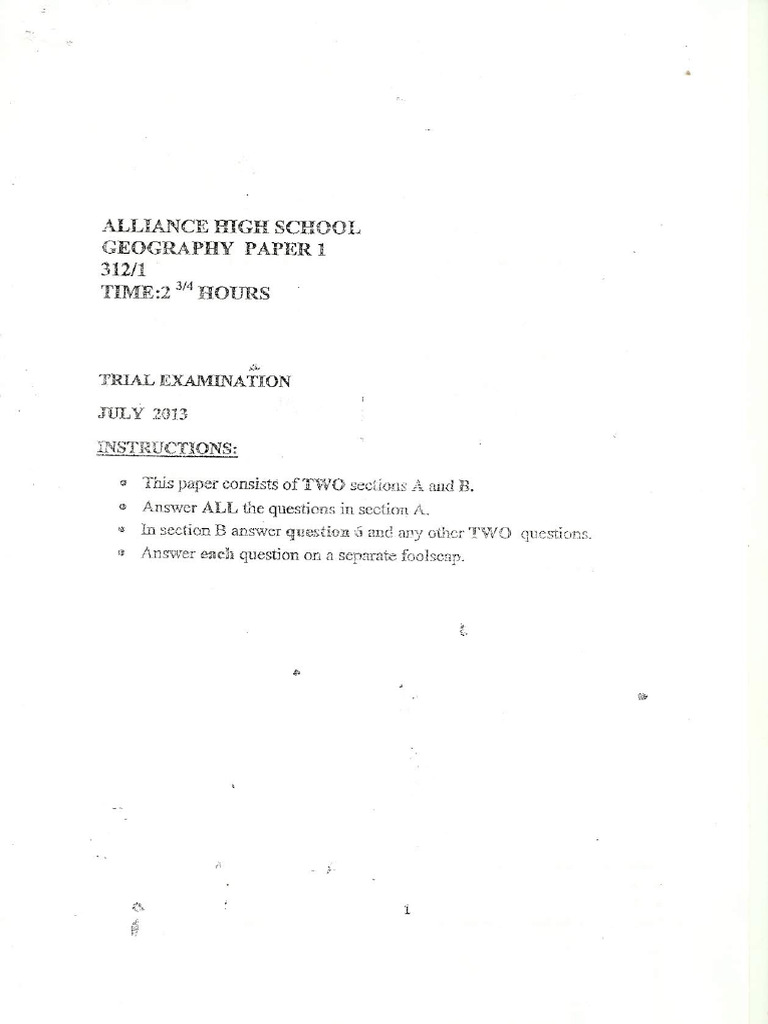 2013 Alliance Boys High School Geography pp1 | PDF