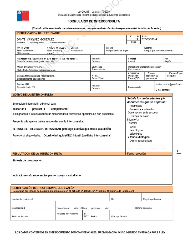 Formulario Interconsulta | PDF