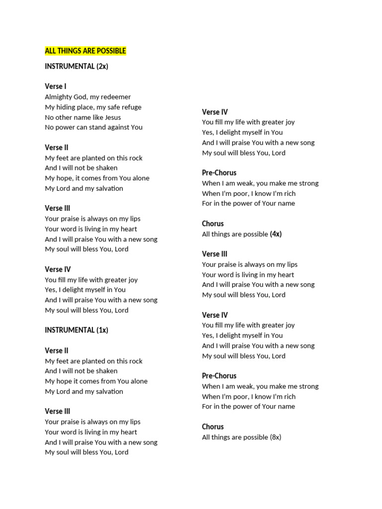 Line Up March 10 | PDF | Song Structure | Refrain