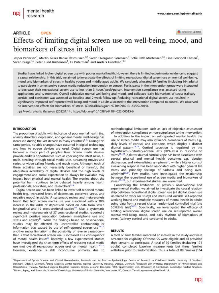 EFEITOS DO USO DE TELAS NA SAÚDE MENTAL | PDF | Effect Size | Stress (Biology)