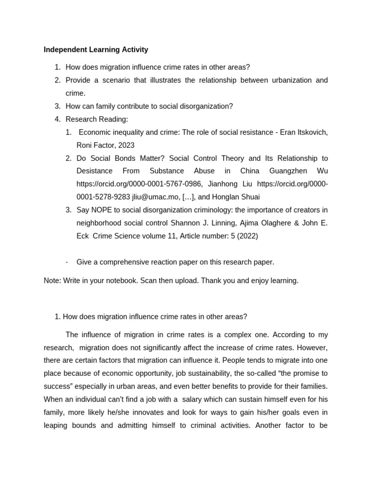 Independent Learning Activity | PDF | Substance Abuse | Criminology