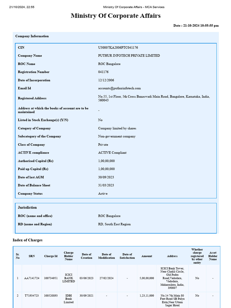 Ministry of Corporate Affairs - MCA Services | PDF | Economies ...