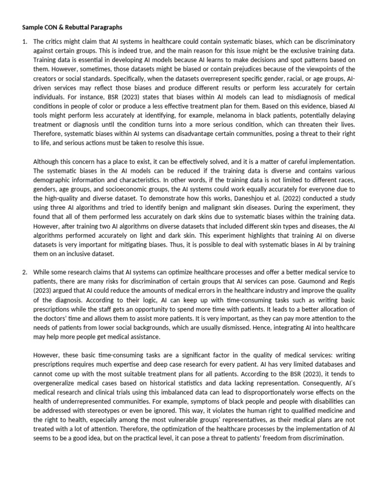 Sample CON and Rebuttal | PDF | Artificial Intelligence | Intelligence ...
