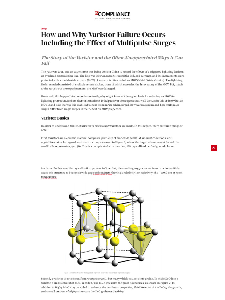 How and Why Varistor Failure Occurs Including The Effect of Multipulse ...