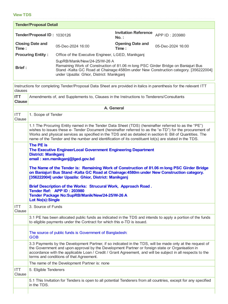 Section2 - Tender Data Sheet | PDF | Technology & Engineering