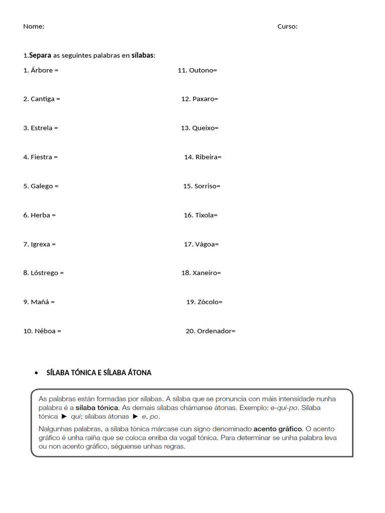 Sílaba Tónica e Acentuación | PDF