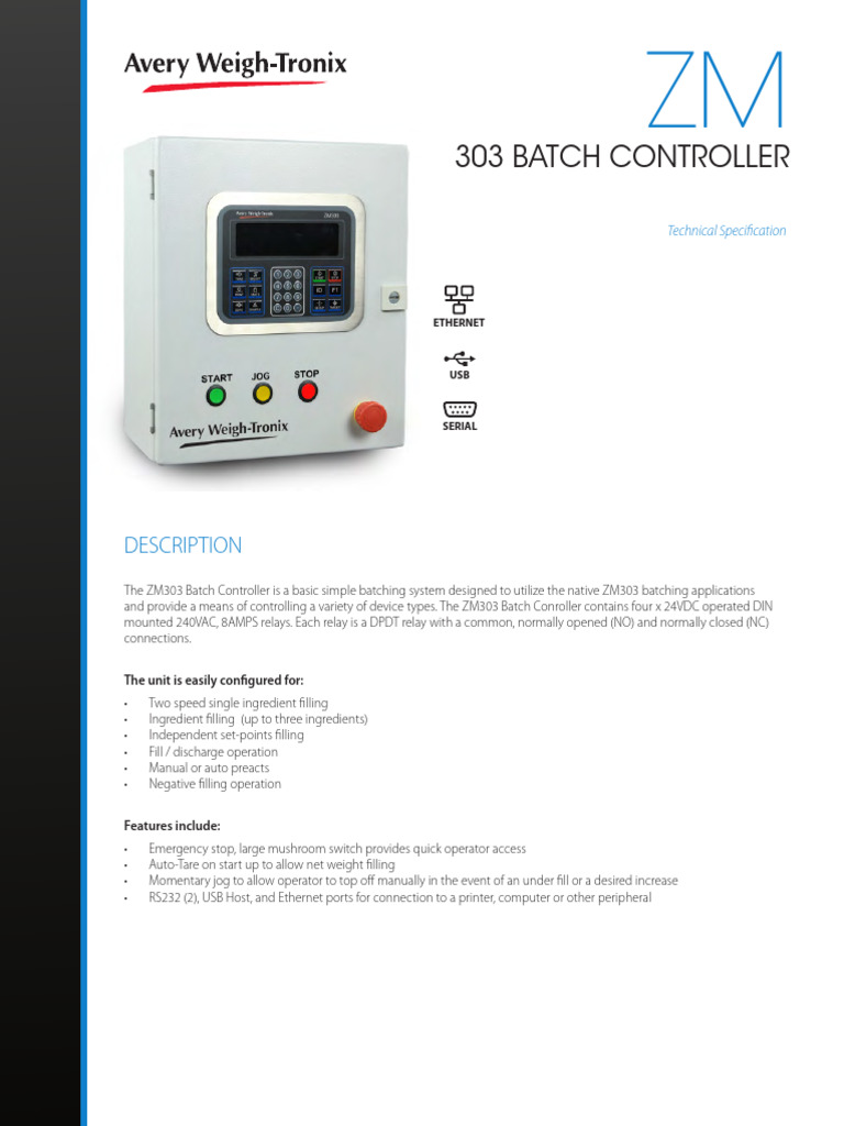 Zm303-Batch-Controller Spec 501904 | PDF | Door | Relay