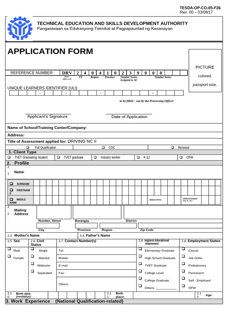 DRV Assessment Application-Form | PDF