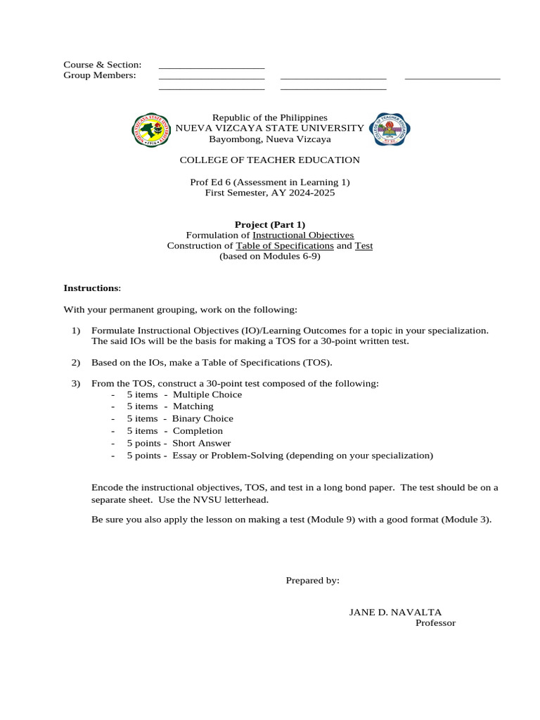 AL1-Project 1 (Part 1-IO-TOS-Tests) | PDF | Career & Growth | Art