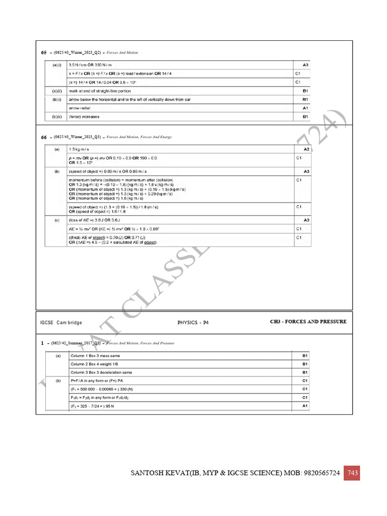 Physics 0625 Chapter 3 p4 Ms | PDF | Physics | Physical Sciences