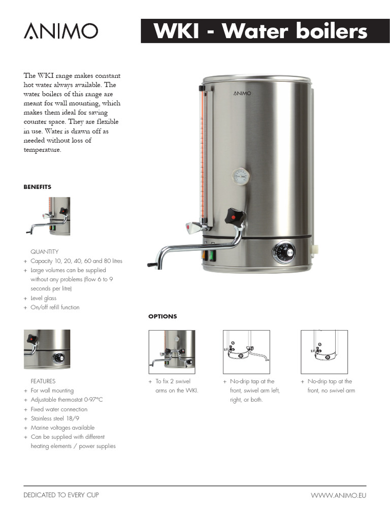Water Boiler Animo WKI | PDF | Water Heating | Physical Quantities