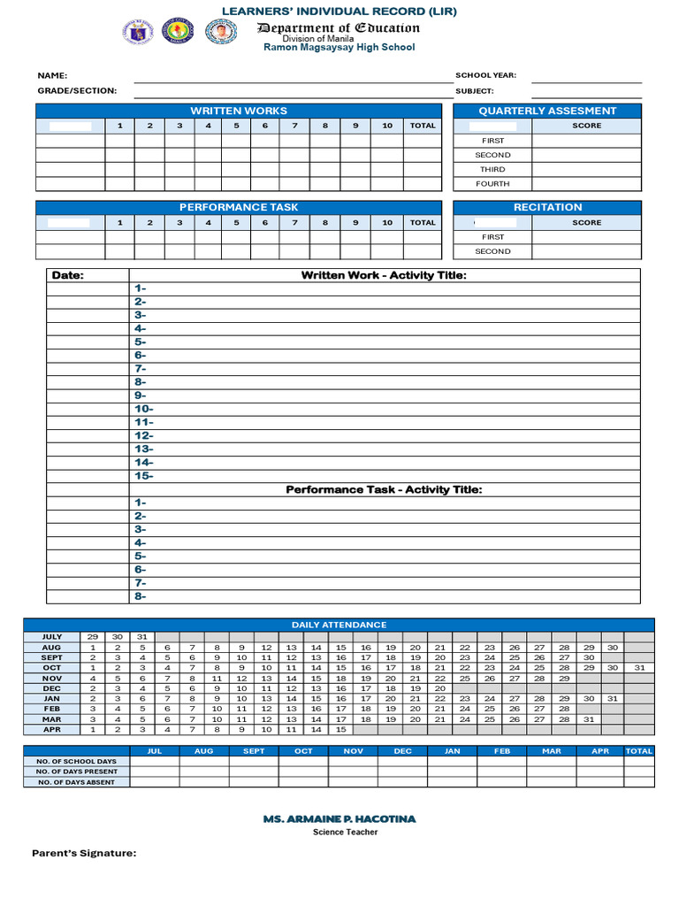Learners Individual Record | PDF