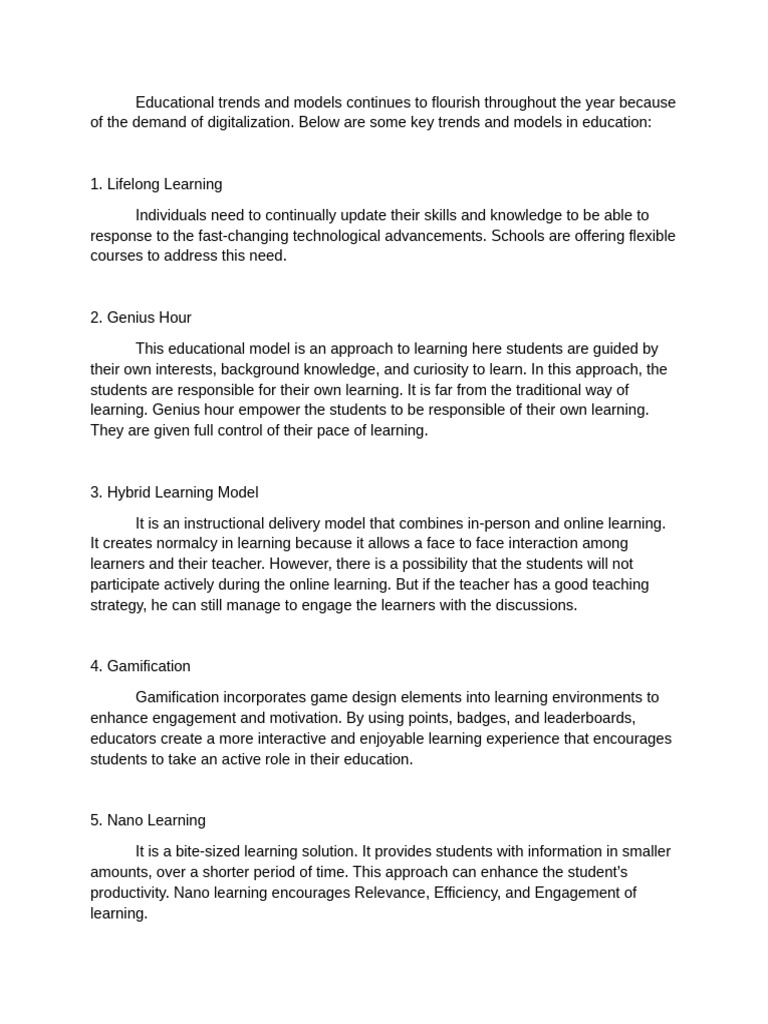 Educational Trends and Models | PDF