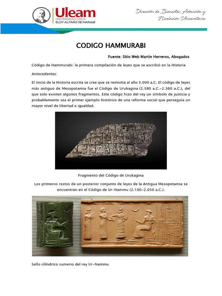 Código Hammurabi: Leyes Antiguas | PDF | Hammurabi | Mesopotamia