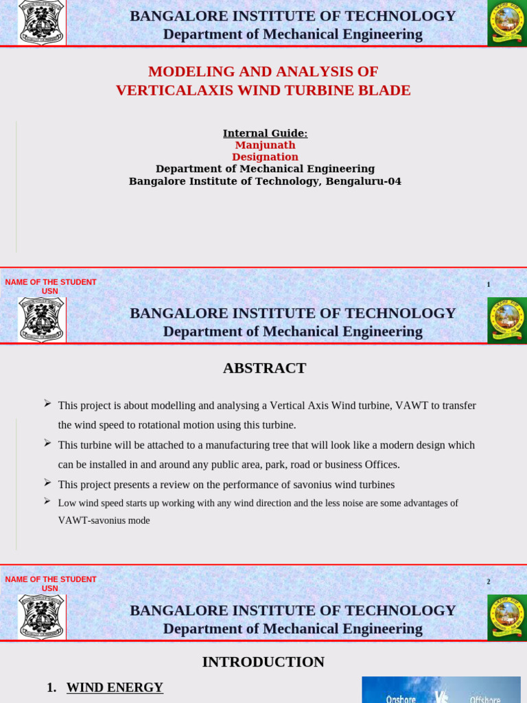 Mini Project Presentation-Format | PDF | Wind Turbine | Energy Technology